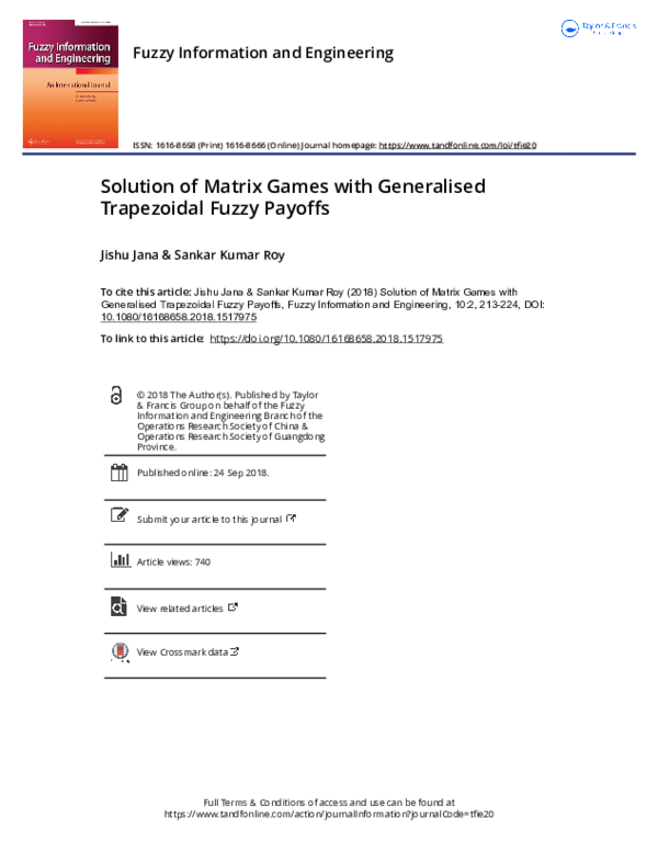 (PDF) Solution of Matrix Games with Generalised Trapezoidal Fuzzy Payoffs