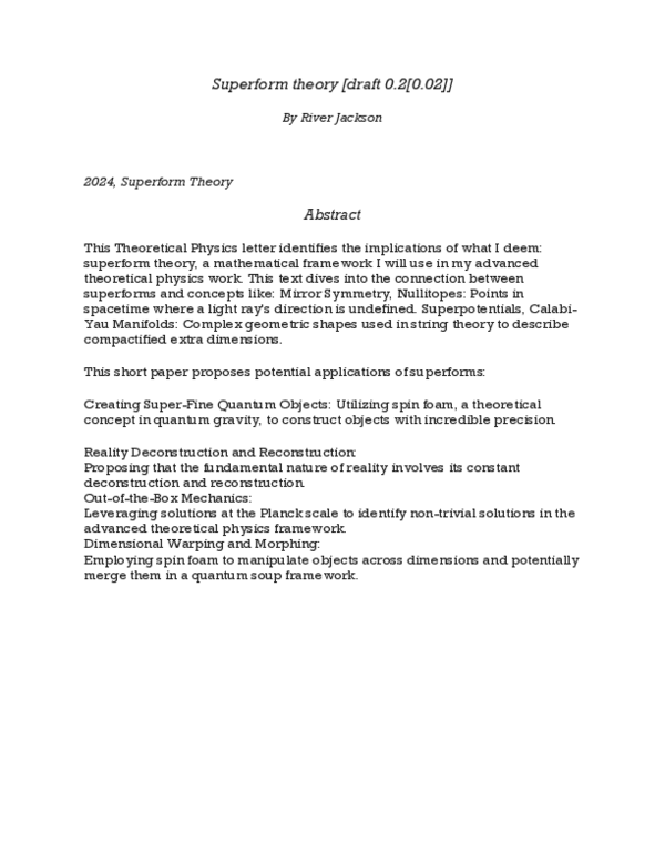 (PDF) Superform Theory [draft 2]