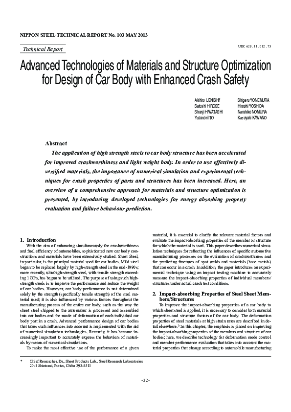 (PDF) Advanced Technologies of Materials and Structure Optimization for Design of Car Body with ...