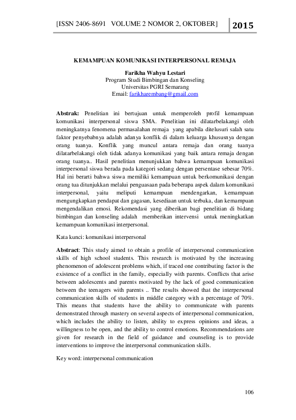 (PDF) KEMAMPUAN KOMUNIKASI INTERPERSONAL REMAJA | 01_PPB_NIKEN AULIA FRANSISKA _SMK PP N ...