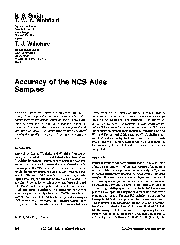 (PDF) Accuracy of the NCS Atlas Samples