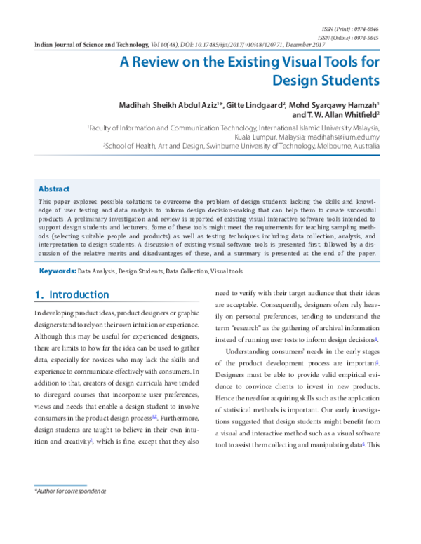 (PDF) A Review on the Existing Visual Tools for Design Students
