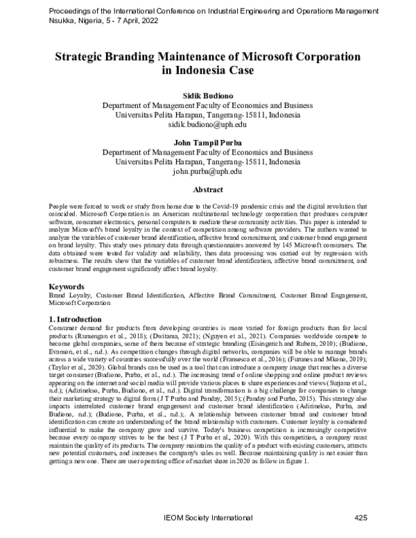 (PDF) Strategic Branding Maintenance of Microsoft Corporation in ...