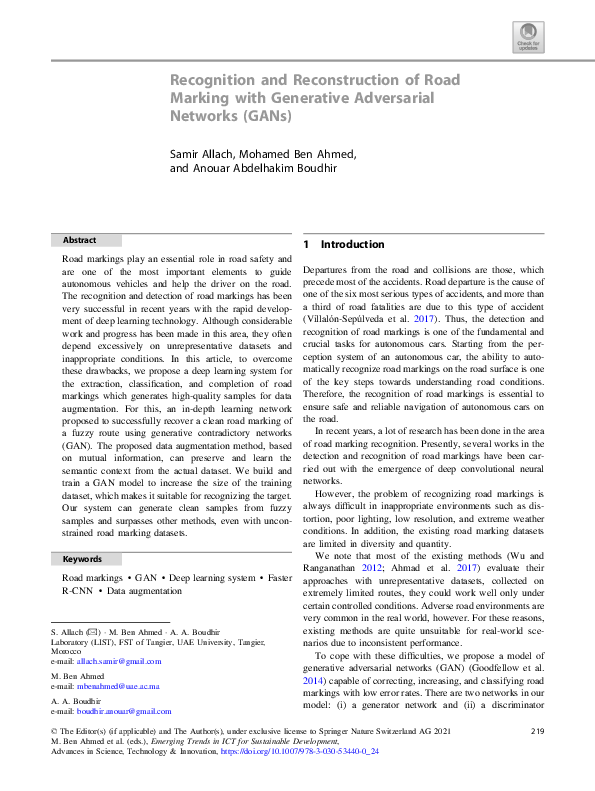 (PDF) Recognition and Reconstruction of Road Marking with Generative ...