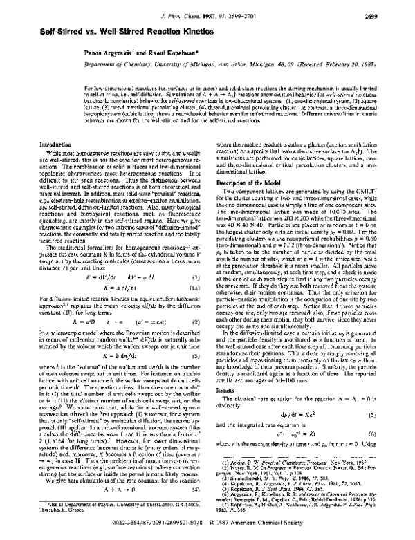 (PDF) Self-stirred vs. well-stirred reaction kinetics