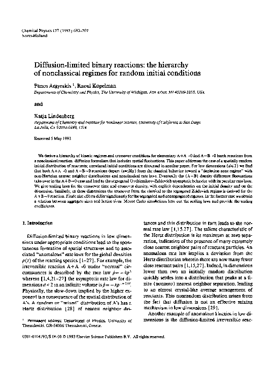 (PDF) Diffusion-limited binary reactions: the hierarchy of nonclassical ...