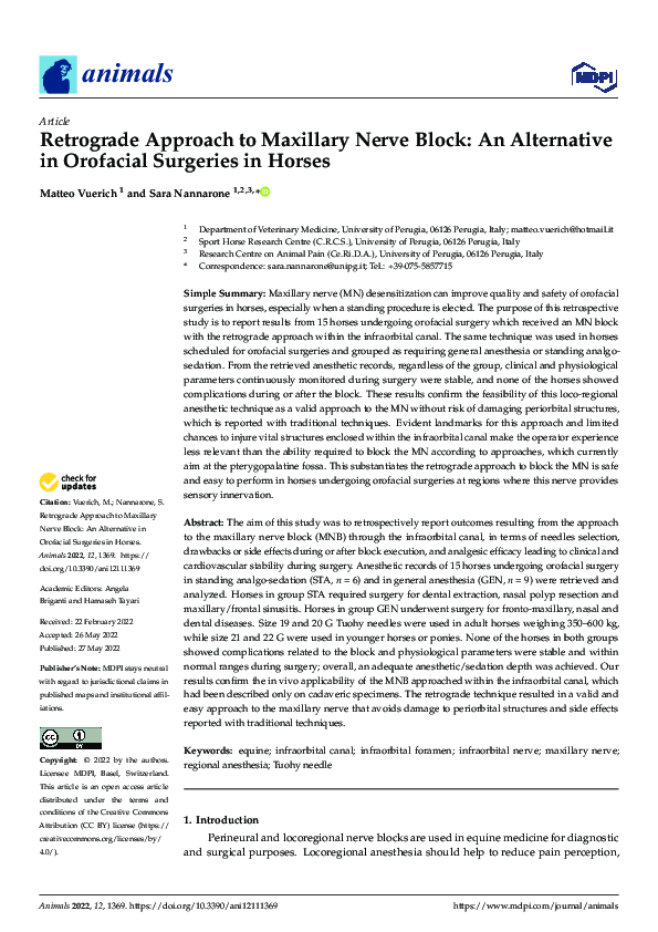 (PDF) Retrograde Approach to Maxillary Nerve Block: An Alternative in ...
