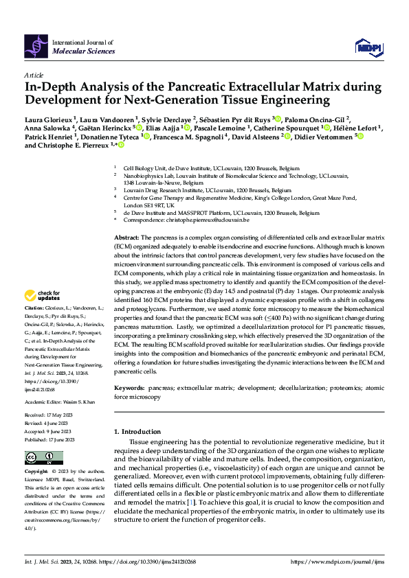 (PDF) In-Depth Analysis of the Pancreatic Extracellular Matrix during ...