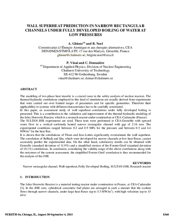 (PDF) Wall superheat prediction in narrow rectangular channels under ...