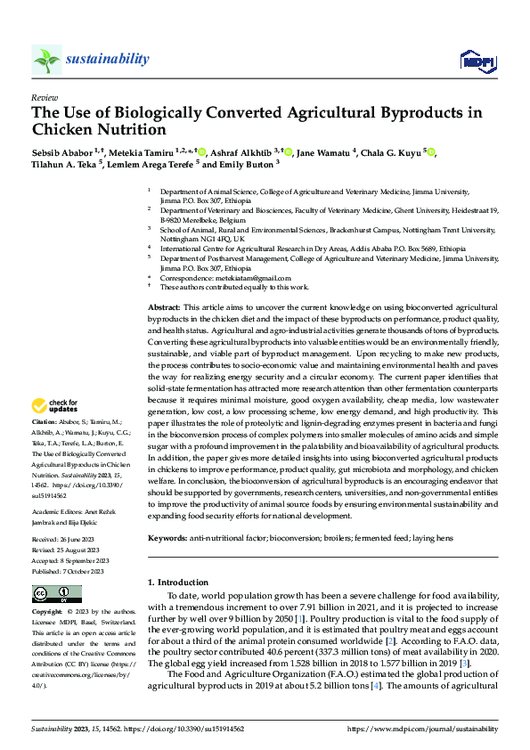 (PDF) The Use of Biologically Converted Agricultural Byproducts in ...