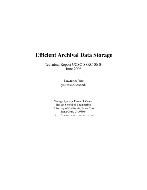 (PDF) Efficient archival data storage