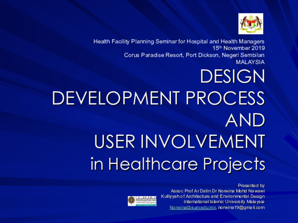 (PDF) Design development process and user involvement in healthcare ...