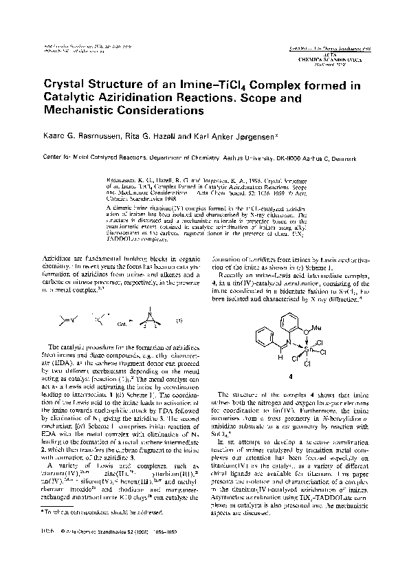 (PDF) Crystal Structure of an Imine-TiCl4 Complex Formed in Catalytic ...