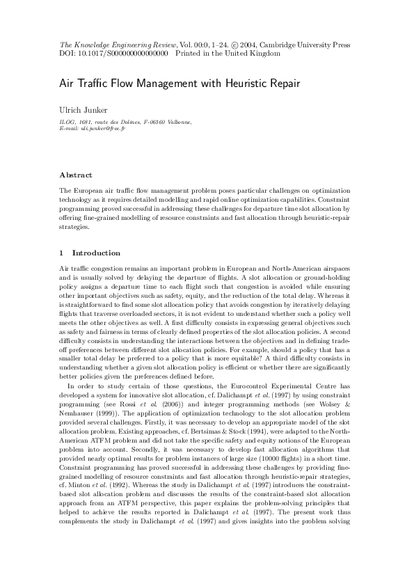 (PDF) Air traffic flow management with heuristic repair