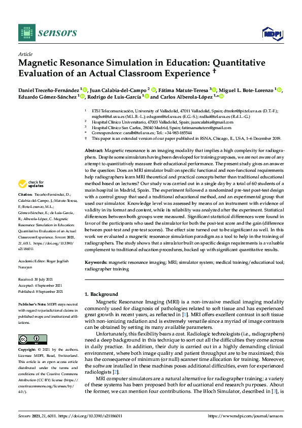 (PDF) Magnetic Resonance Simulation in Education: Quantitative ...