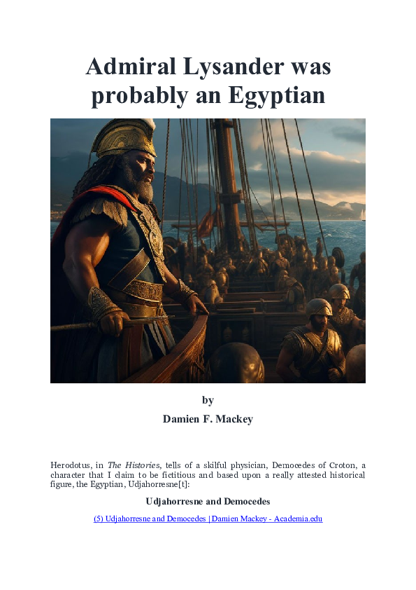(DOC) Admiral Lysander was probably an Egyptian