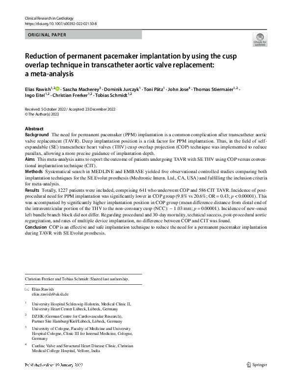 (PDF) Reduction of permanent pacemaker implantation by using the cusp ...