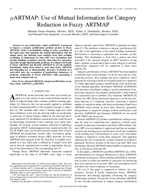 (PDF) μARTMAP: use of mutual information for category reduction in ...