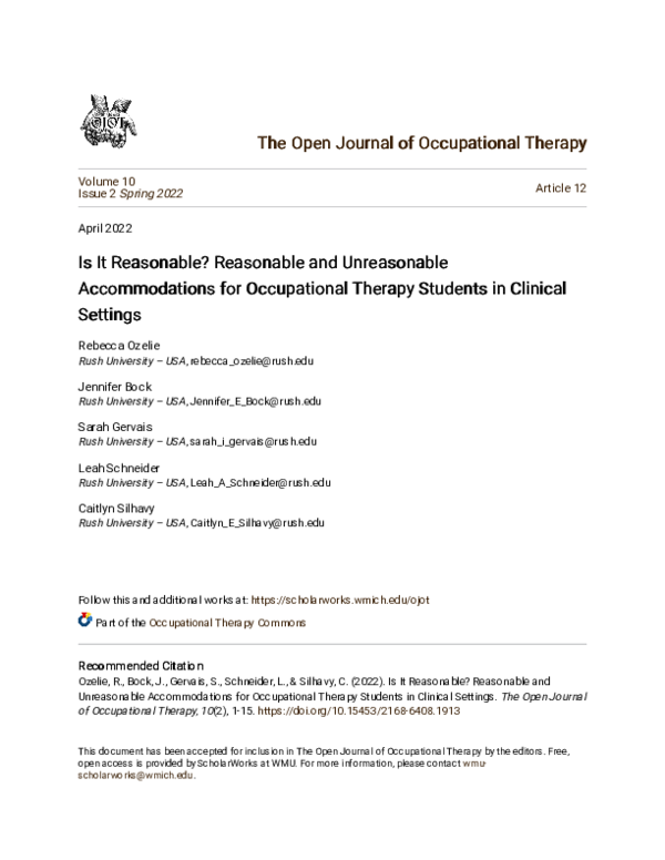 (PDF) Is It Reasonable? Reasonable and Unreasonable Accommodations for ...