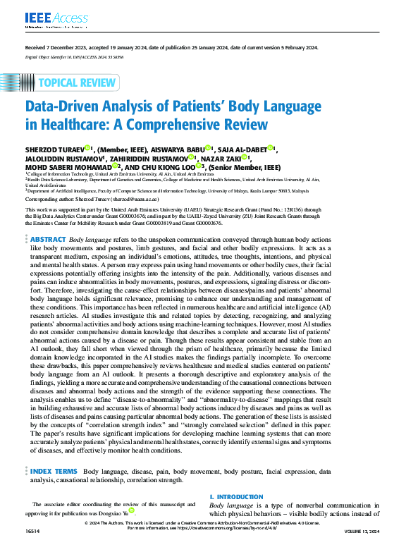 (PDF) Data-Driven Analysis of Patients' Body Language in Healthcare: A ...