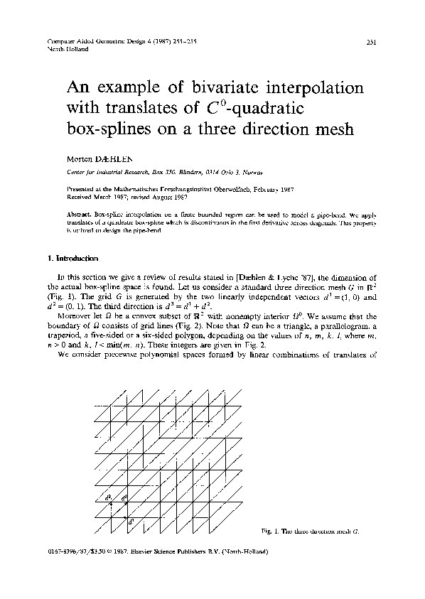 Pdf Bivariate Interpolation Using Box Splines