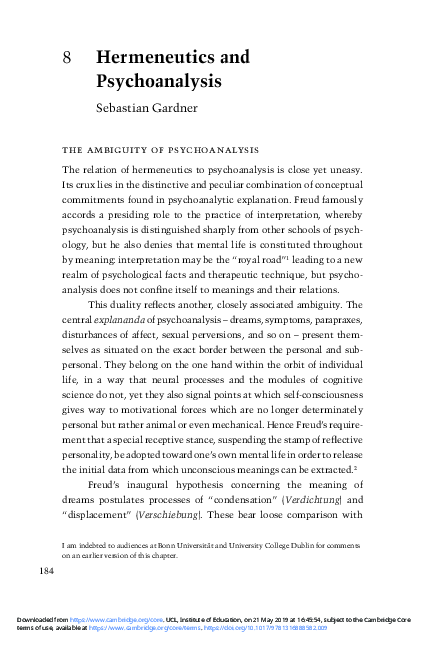 (PDF) Hermeneutics and Psychoanalysis