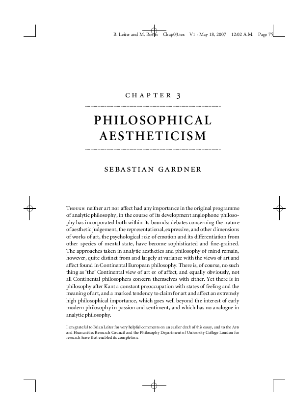 (PDF) Philosophical Aestheticism