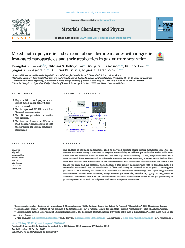 (PDF) Mixed matrix polymeric and carbon hollow fiber membranes with ...