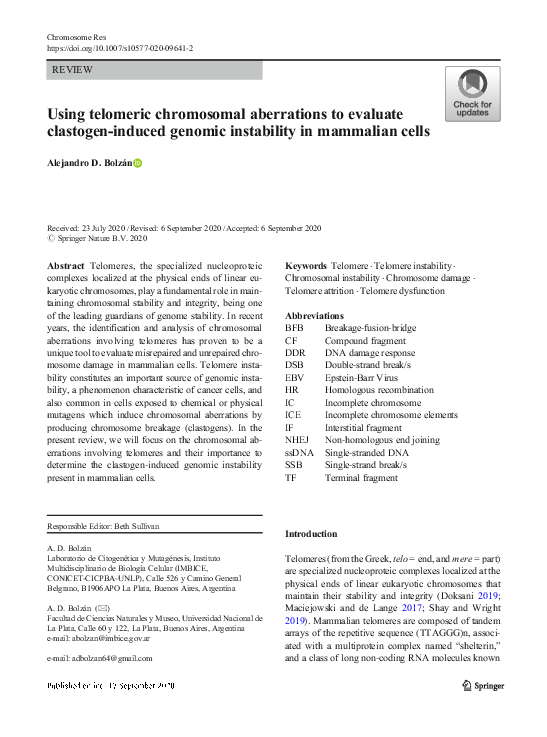 (PDF) Using telomeric chromosomal aberrations to evaluate clastogen ...