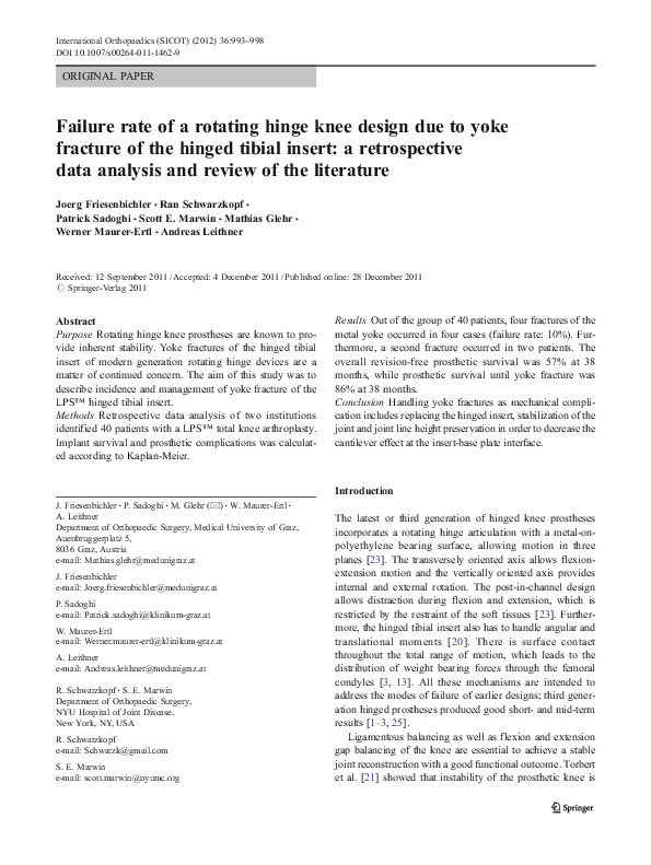 (PDF) Failure rate of a rotating hinge knee design due to yoke fracture ...