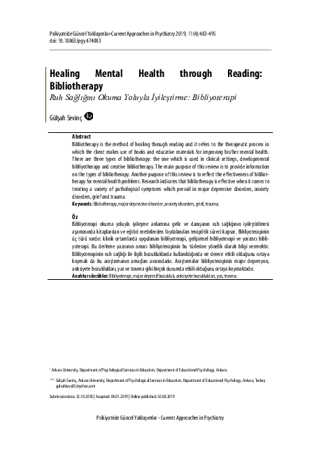 (PDF) Healing Mental Health through Reading: Bibliotherapy