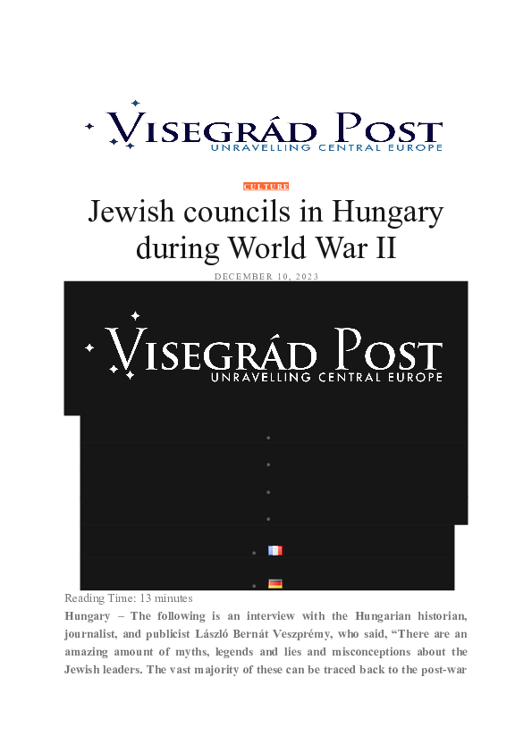 (DOC) Jewish councils in Hungary during World War II