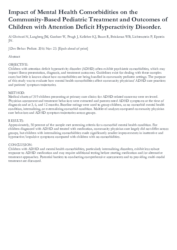 (PDF) Impact of Mental Health Comorbidities on the Community-Based ...
