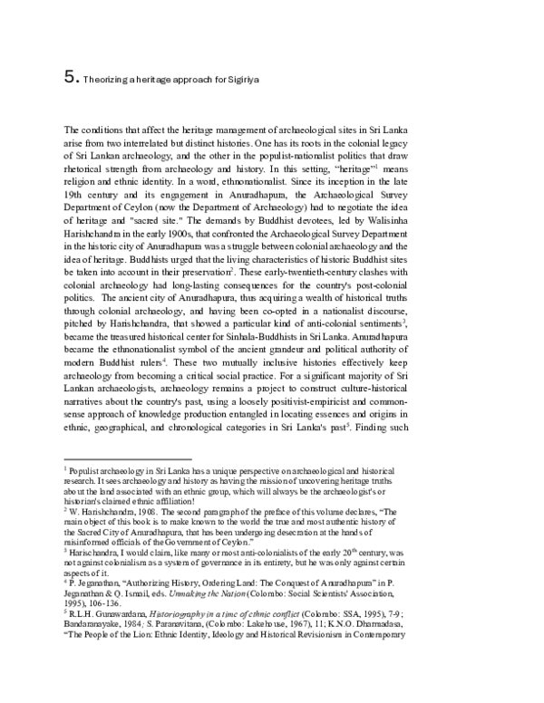 (PDF) 5. Theorizing a heritage approach for Sigiriya