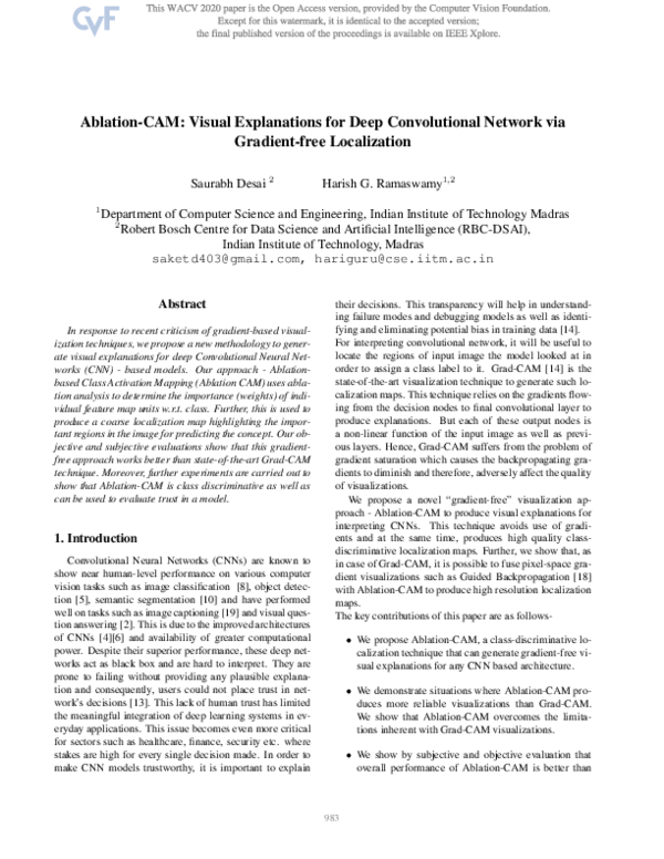 (PDF) Ablation-CAM: Visual Explanations for Deep Convolutional Network via Gradient-free ...