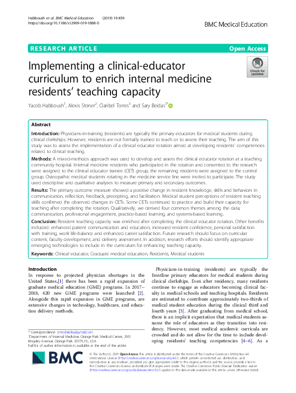 (PDF) Implementing a clinical-educator curriculum to enrich internal ...