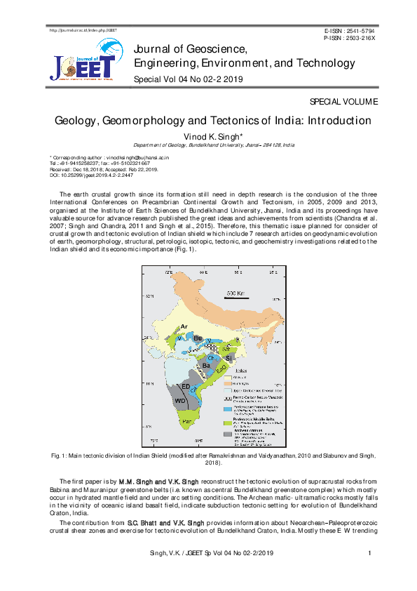 (PDF) Geology, Geomorphology and Tectonics of India: Introduction