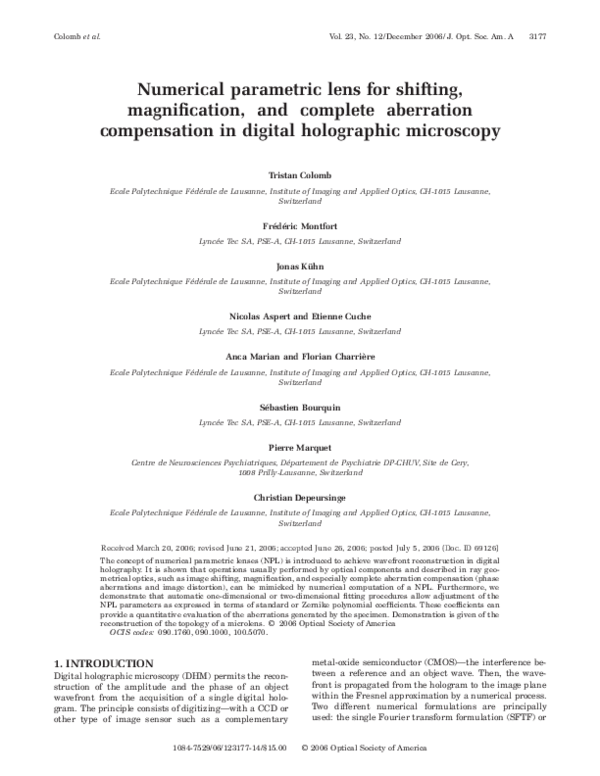 (PDF) Numerical parametric lens for shifting, magnification, and ...