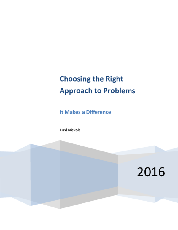 (PDF) Choosing the Right Approach to Solving Problems
