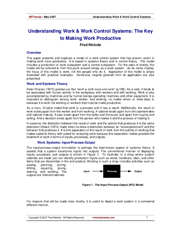 (PDF) Understanding Work & Work Control Systems: The Key to Making Work ...