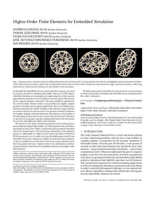 (PDF) Higher-order finite elements for embedded simulation