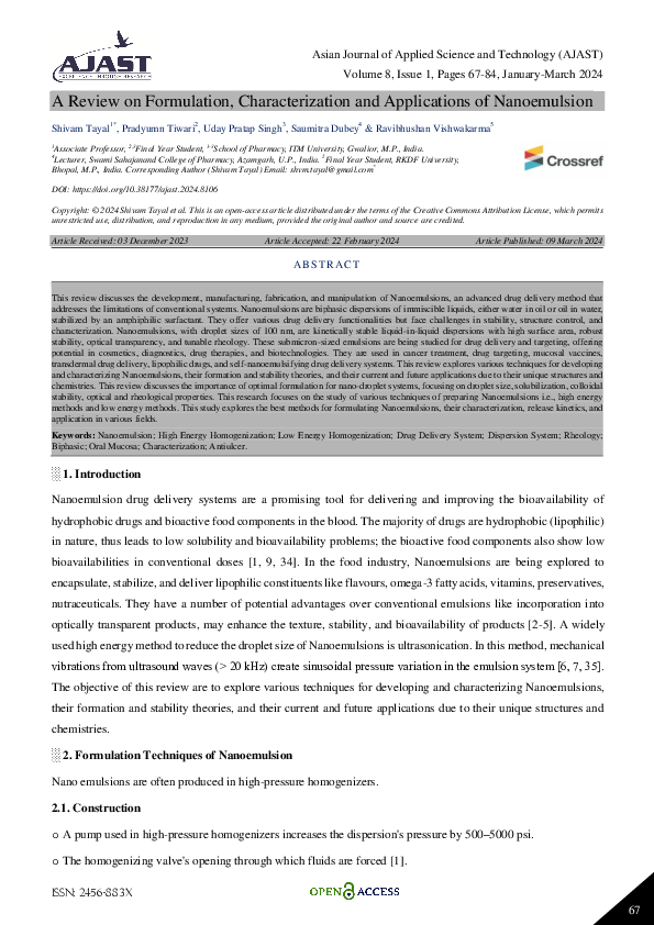 (PDF) A Review on Formulation, Characterization and Applications of ...