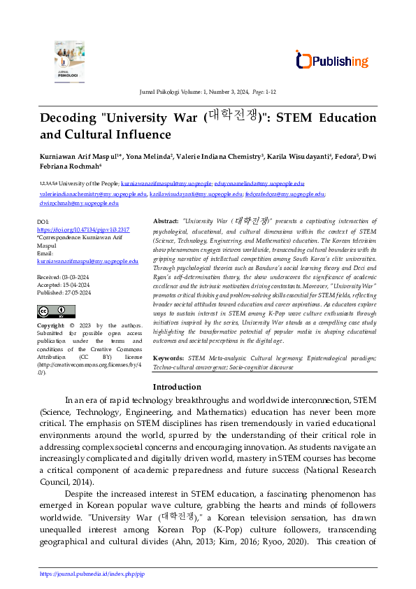 (PDF) Decoding "University War ( 대학전쟁 )": STEM Education and Cultural ...
