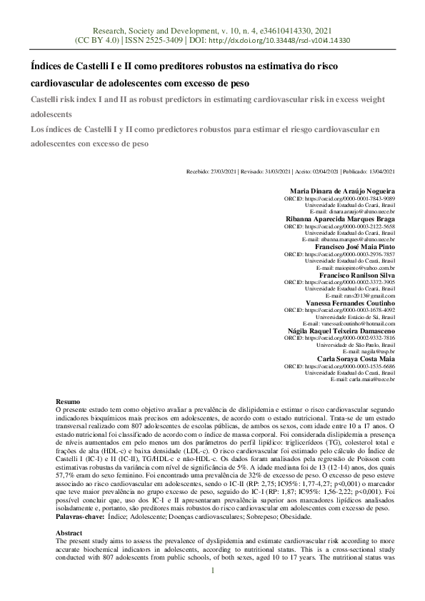 (PDF) Índices de Castelli I e II como preditores robustos na estimativa ...