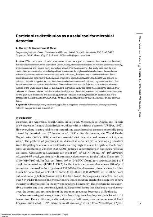 (PDF) Particle size distribution as a useful tool for microbial detection
