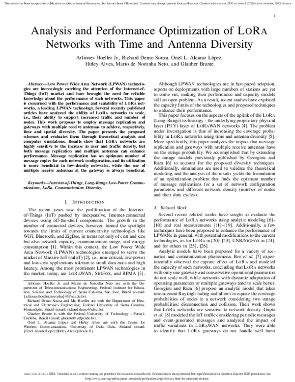 (PDF) Analysis and performance optimization of LoRa network using the CE & SC hybrid approach