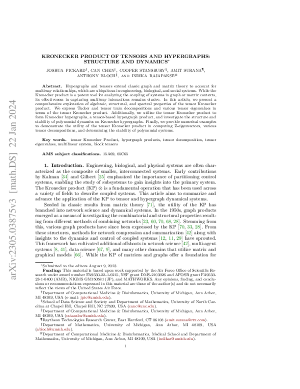 (PDF) Kronecker Product of Tensors and Hypergraphs | Joshua Pickard - Academia.edu