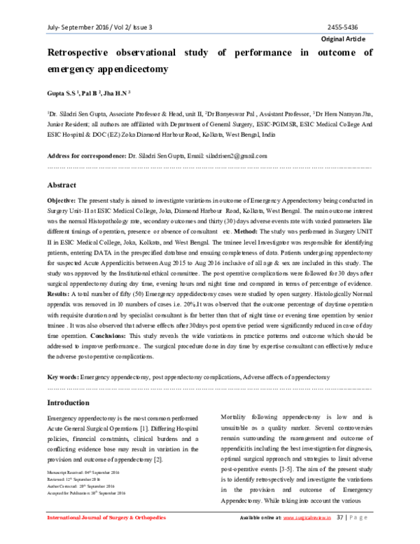 (PDF) Retrospective observational study of performance in outcome of ...