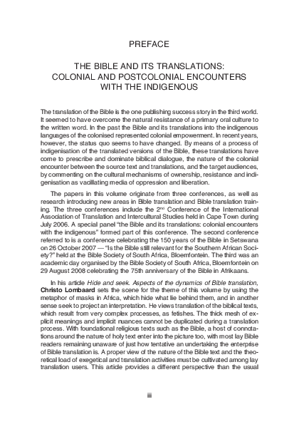 (PDF) The Bible and its translations : colonial and postcolonial ...