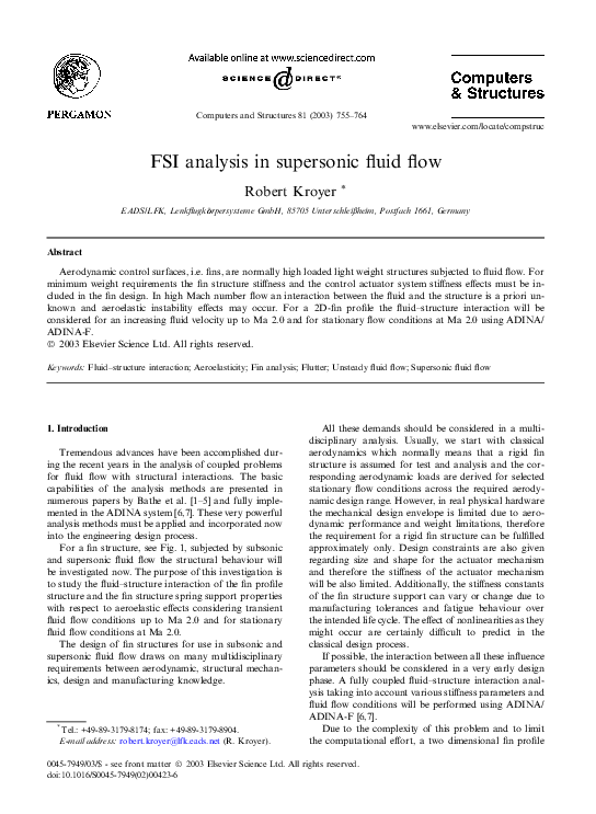 (PDF) FSI analysis in supersonic fluid flow